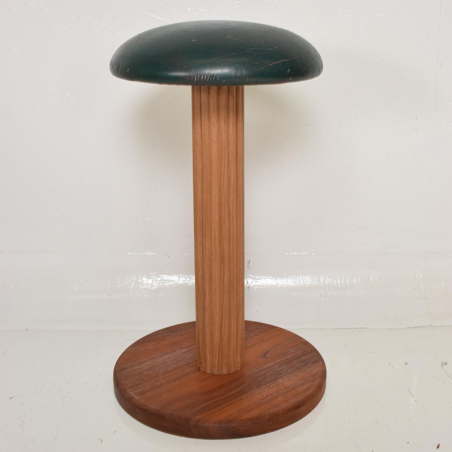 Decorative Art Deco Stools Wood and Leather Set of Three at 1stDibs
