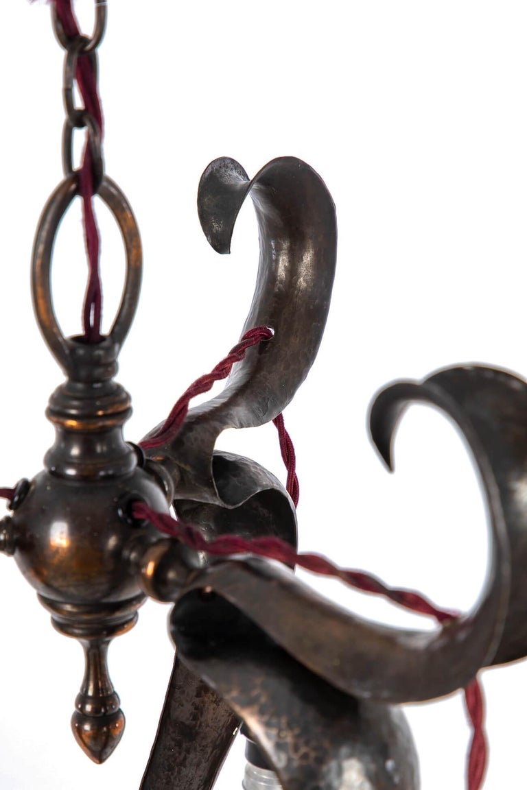 Decorative Art Nouveau Hammered Copper Chandelier, circa 1900 For Sale ...