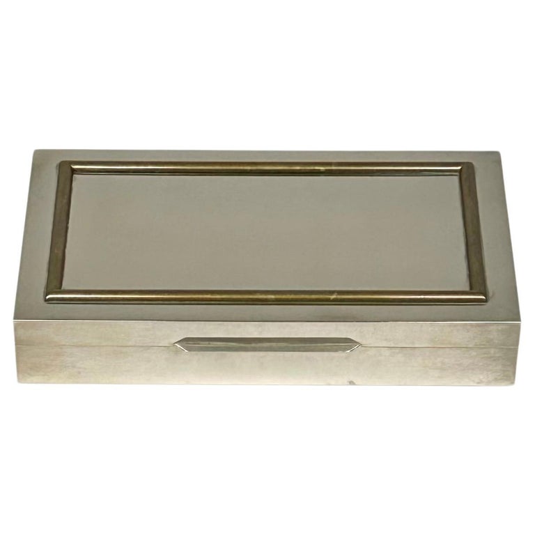 Decorative Box in Polished Steel, Brass and Wood by Rue Royale, France ...