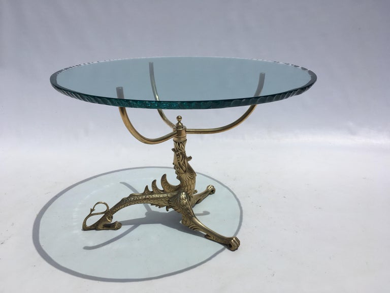 Decorative Brass Dragon Table with Glass Top at 1stDibs