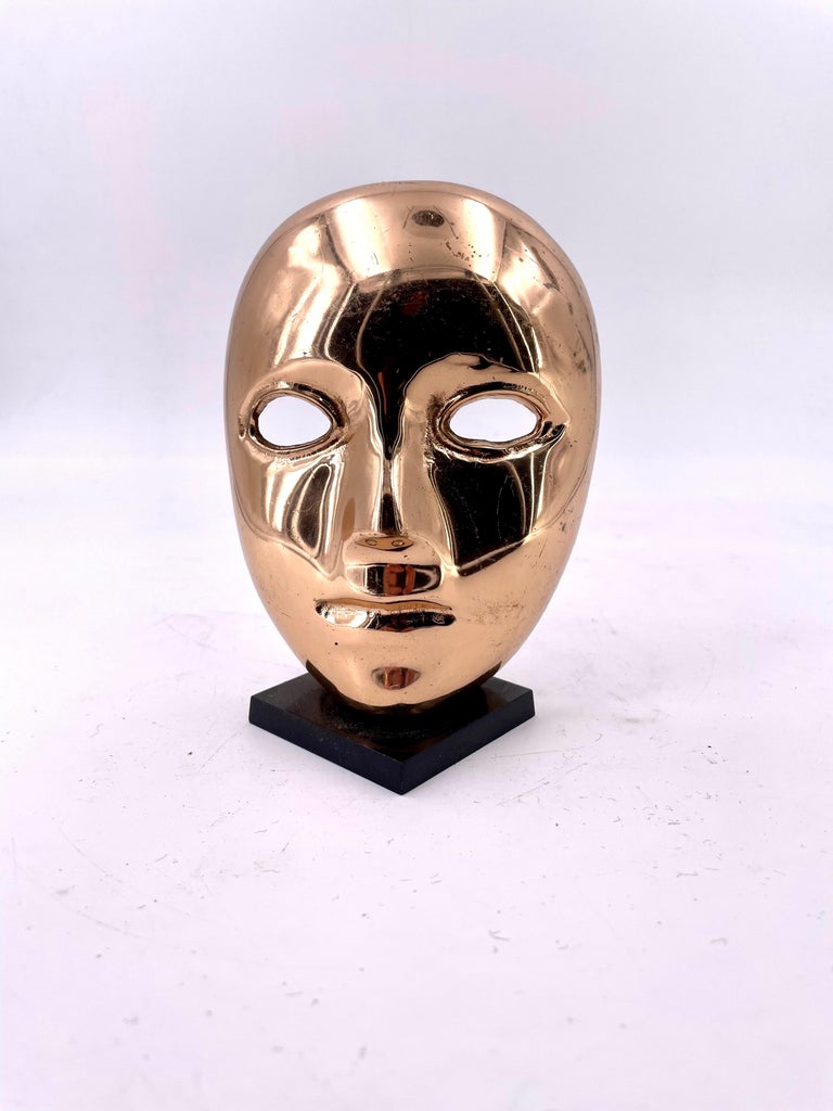 Decorative Brass Mask Sculpture Face Art Deco on Stand at 1stDibs | art ...