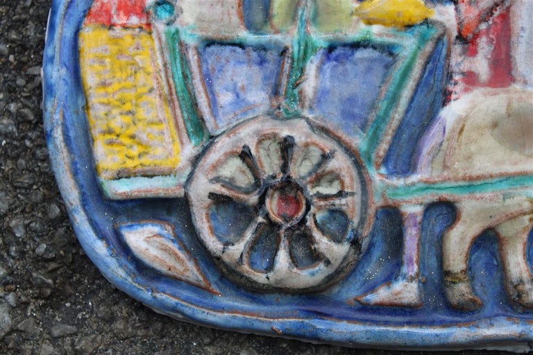 Decorative ceramic plate with characters and cart Giovanni De simone ...