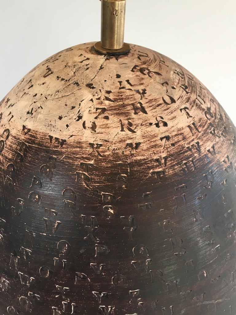 Decorative Ceramic Table Lamp with Letters, French, circa 1970 at 1stDibs