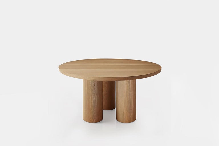 Brutalist Round Dining Table in Wood Veneer, Podio by NONO For Sale at ...