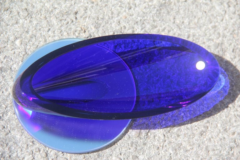 Decorative Cobalt Blue Oval Crystal Bowl Italian Design, 1980 Mirror ...