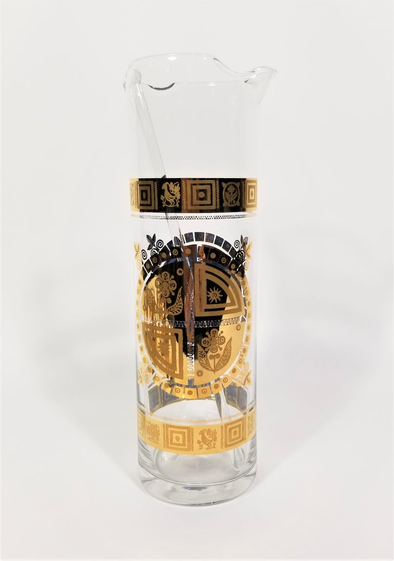 Culver 22K Gold Glassware Barware Cocktail Set Mid. Century 1960s at ...