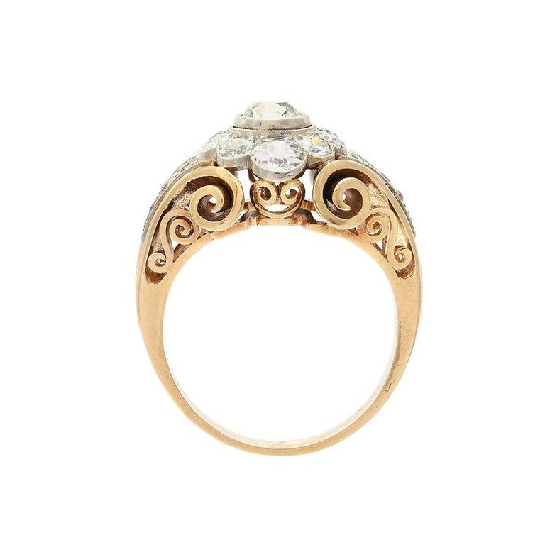 Decorative Diamond Retro Ring, 1950s For Sale at 1stDibs