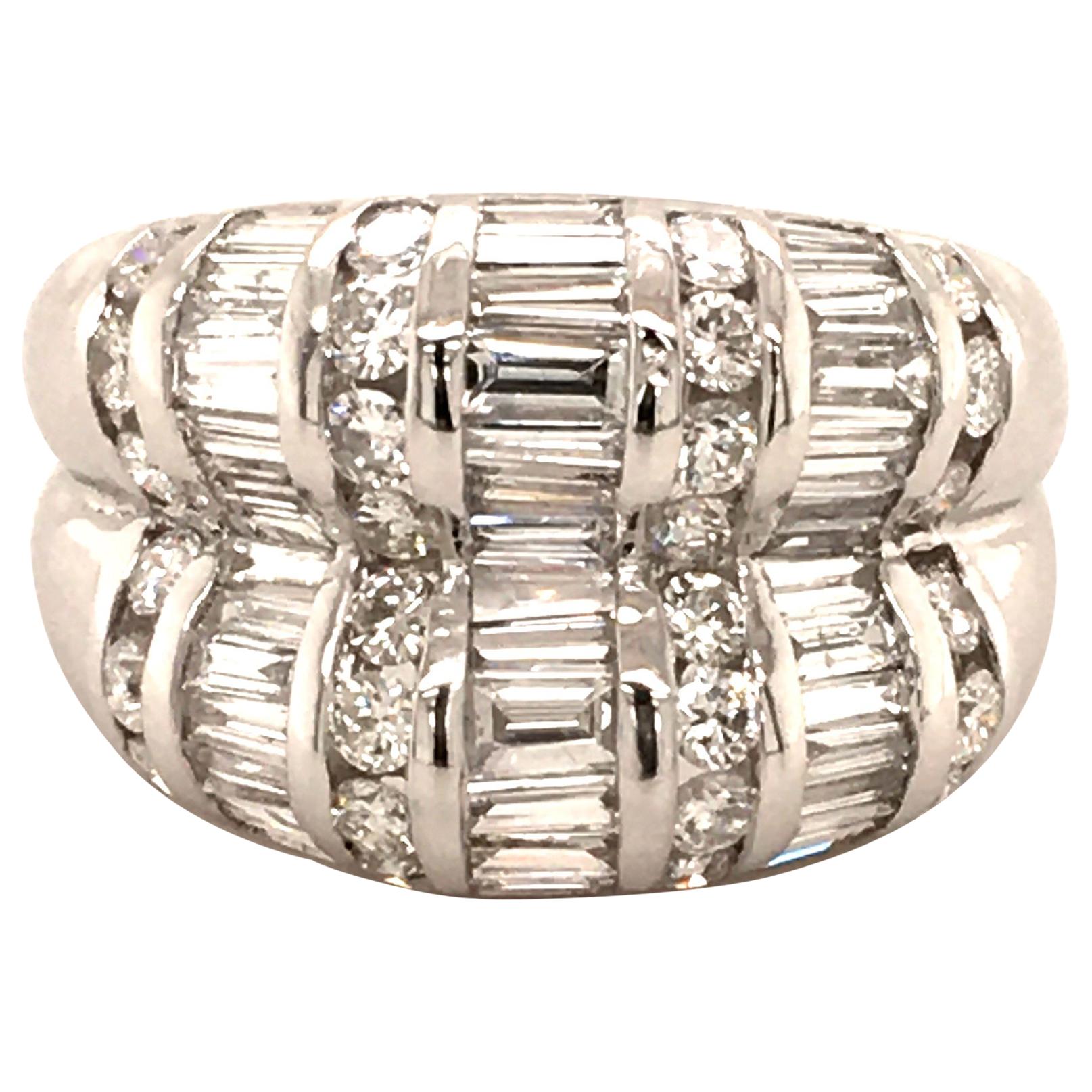 Diamond 18 Karat White Gold Dome Ring For Sale at 1stDibs