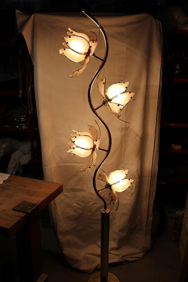Decorative Floor Lamp Lotus Flower Italian Design Gold Metal Crystal ...