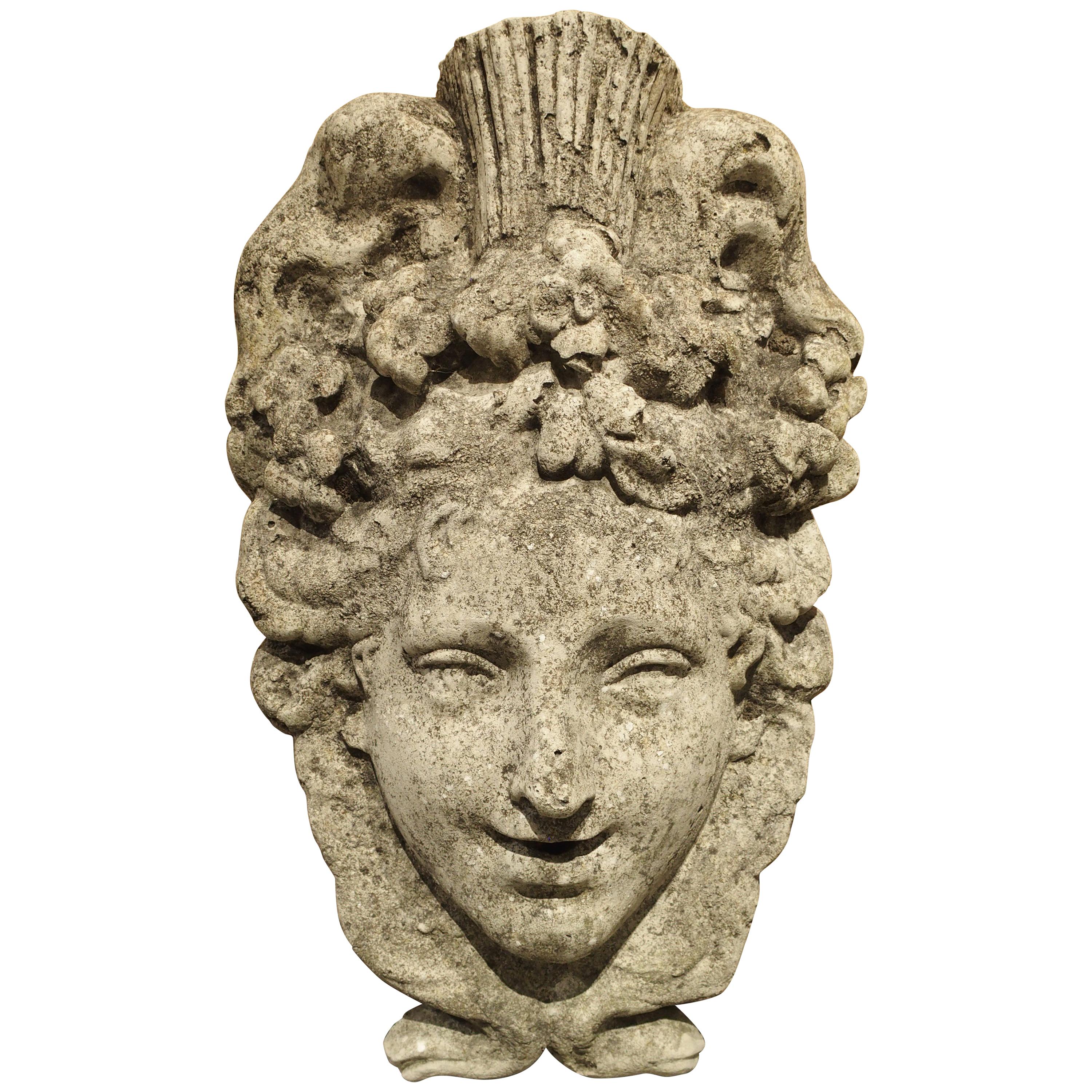 Decorative French Fountain Mascaron in Reconstituted Stone at 1stDibs