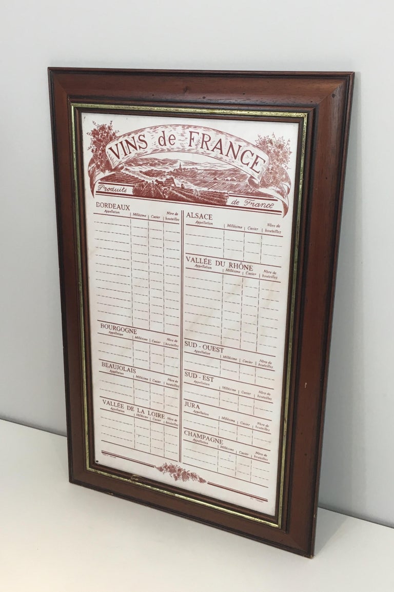Decorative French Wine Menu, French, circa 1970 For Sale at 1stDibs