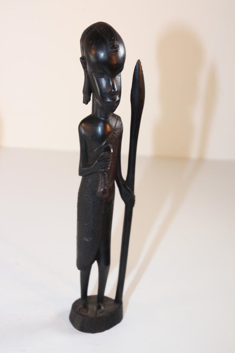 Decorative Hand-Carved African Set of Wood Statues from Kenya For Sale ...