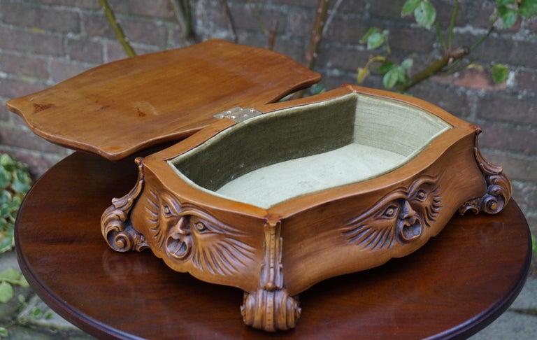 Decorative Hand Carved Baroque Revival Jewelry Box with Masks and Green ...