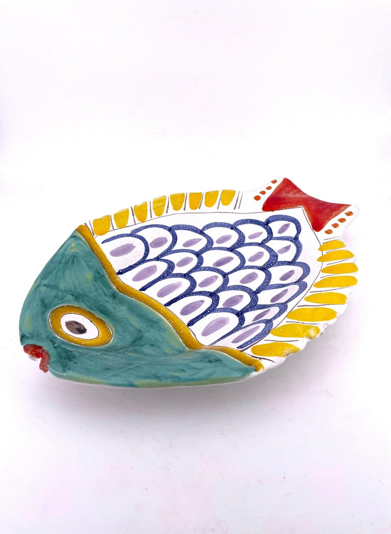 Decorative Hand Painted Italian Ceramic Fish Serving Plater by DeSimone ...