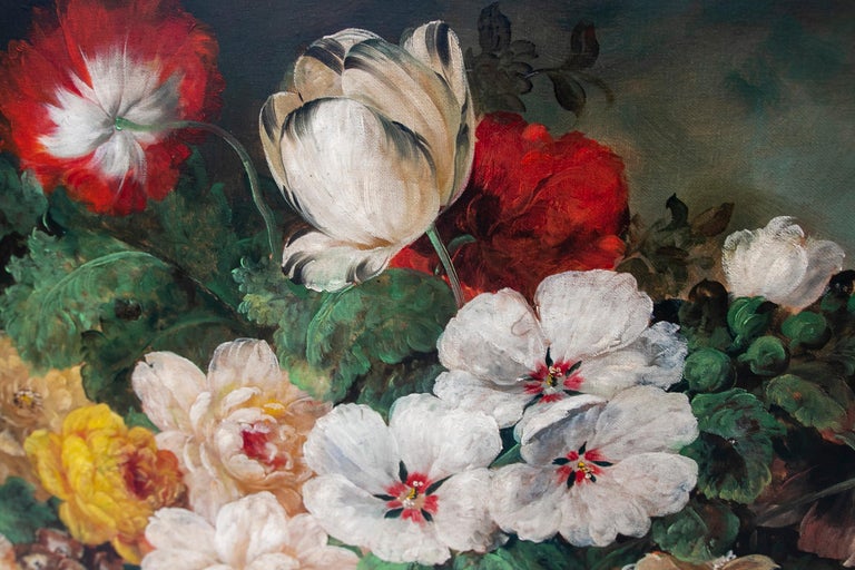 Decorative Hand-Painted Painting of Flowers in Oil on Canvas with ...