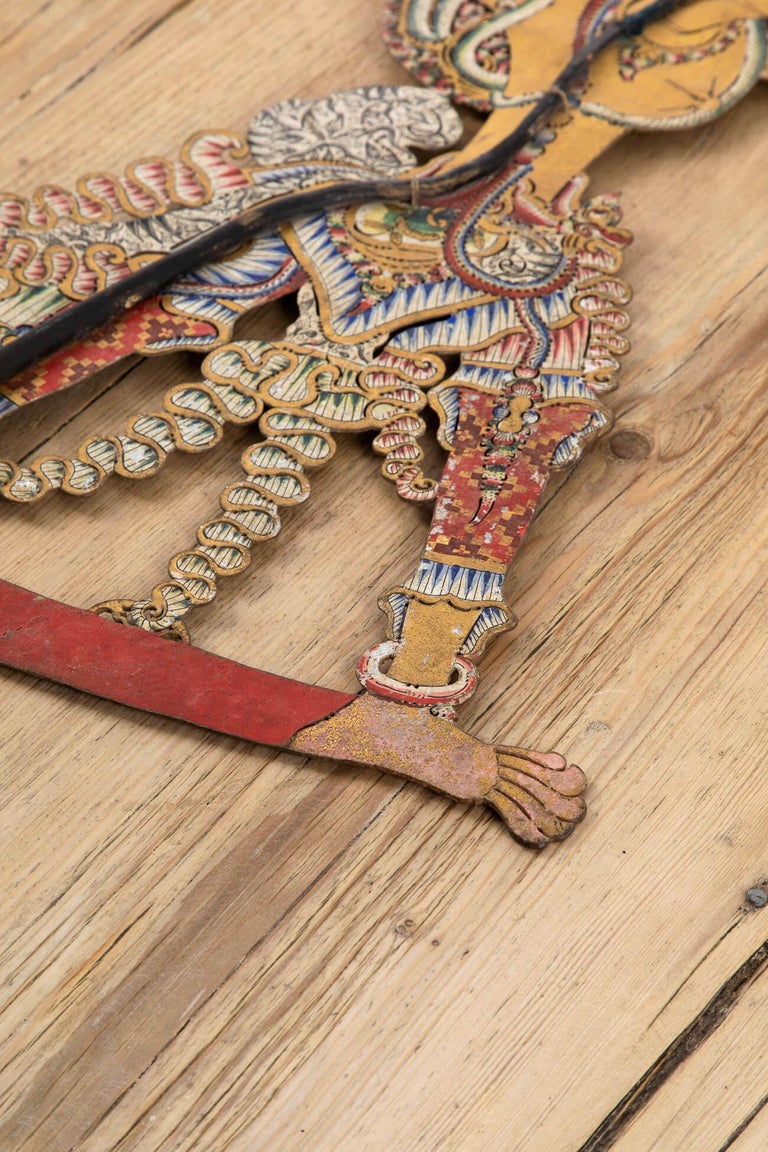 Decorative Indonesian Shadow Puppet on Finely Carved Horn Rods, 19th ...