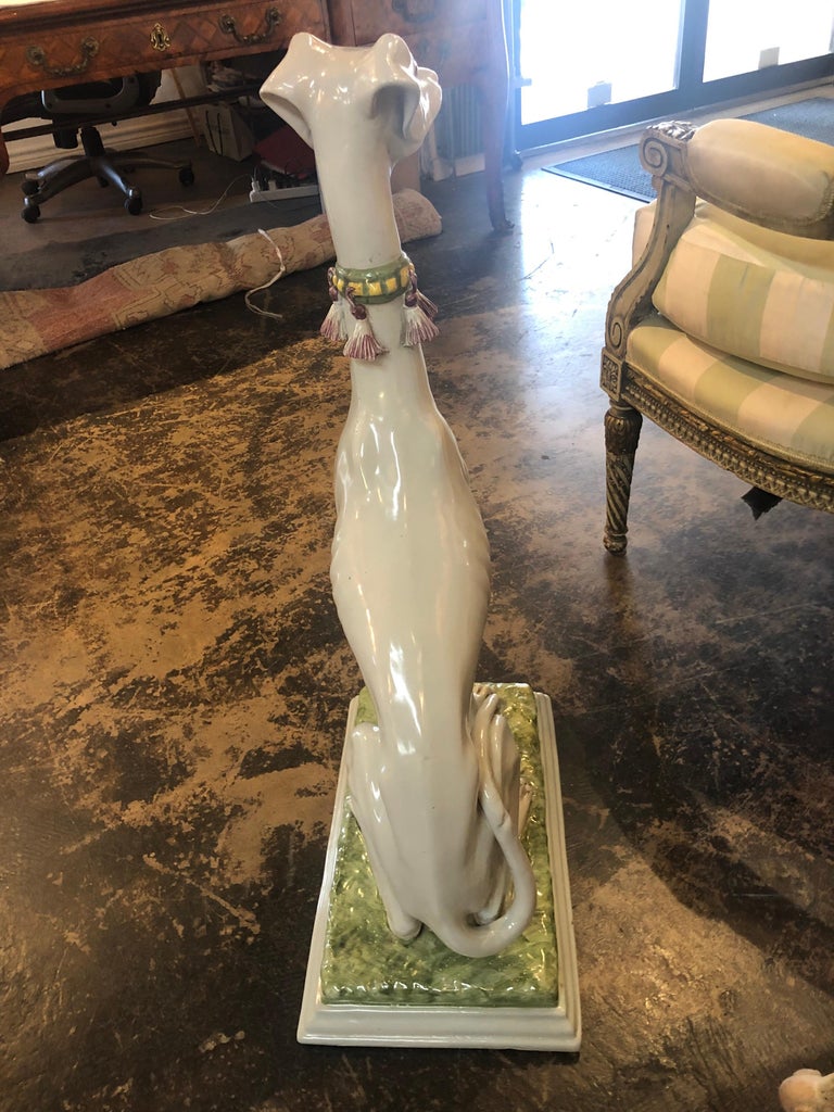 Decorative Italian Glazed Porcelain Whippet at 1stDibs