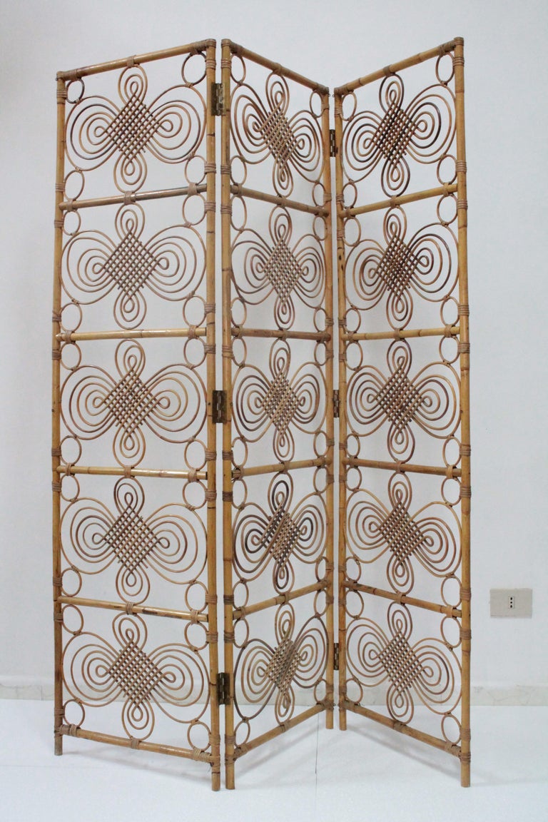 Decorative Italian Vintage Bamboo/Wicker Room Divider, 1970s For Sale ...