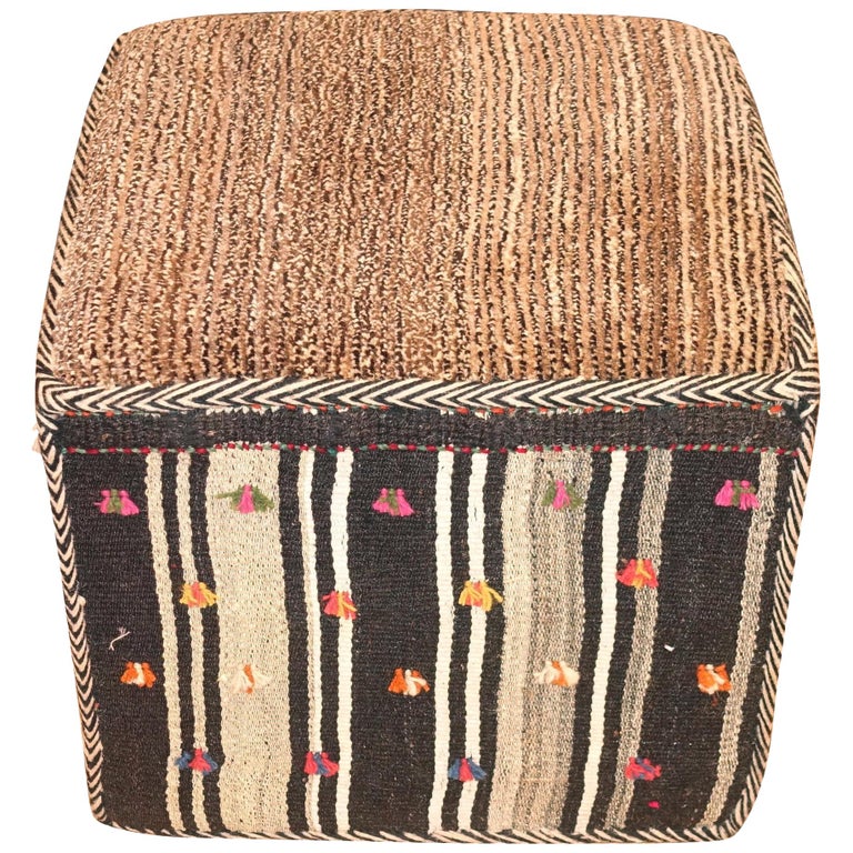 Decorative Kilim Footstool, Middle East, Contemporary at 1stdibs
