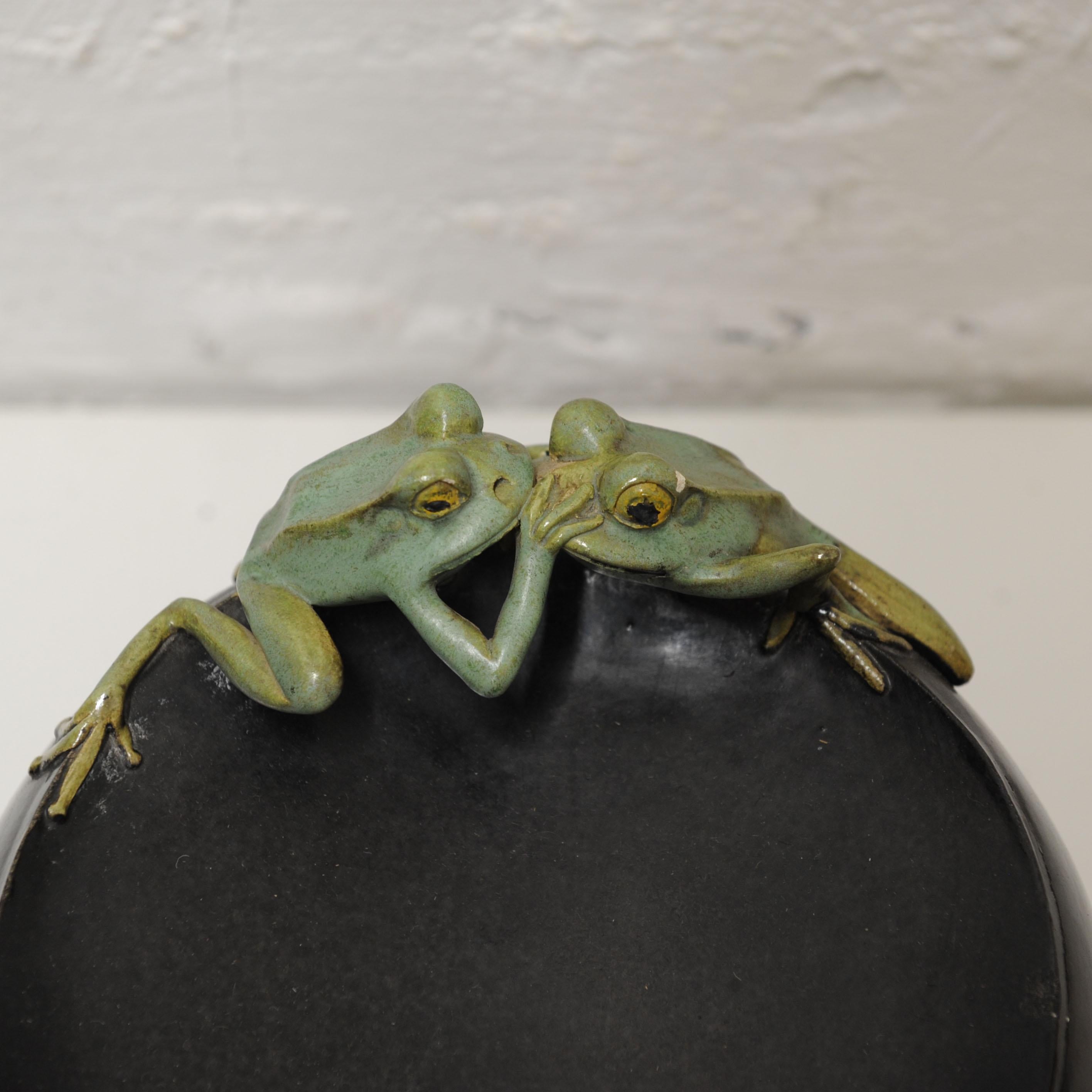 Decorative Kissing Green Frogs Ceramic Sculpture, 1970s For Sale at 1stDibs