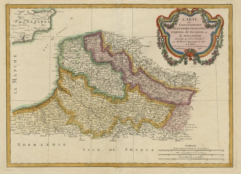 Decorative Map of the French Regions of Picardy, Artois and French ...