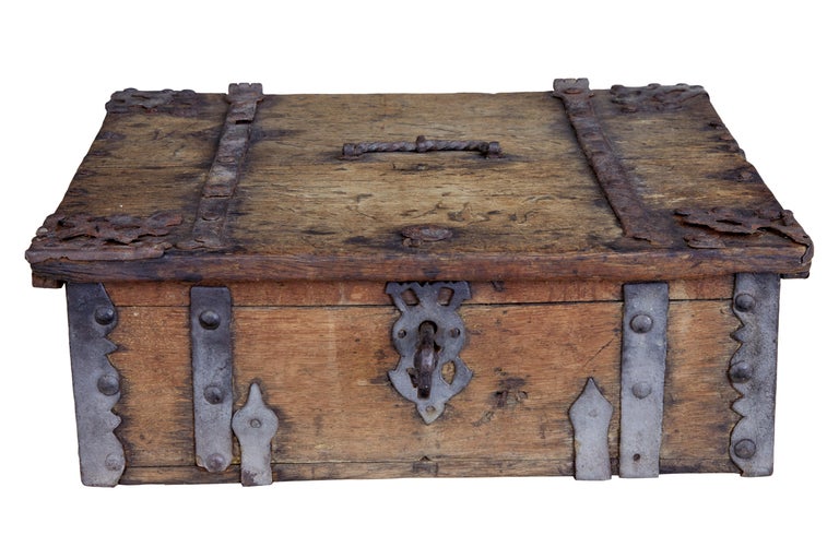 Decorative Mid-19th Century Oak Strong Box at 1stDibs