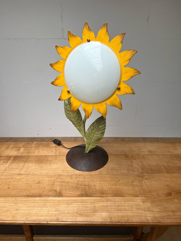 Decorative Midcentury Italian Hand Crafted Metal Painted Sunflower ...