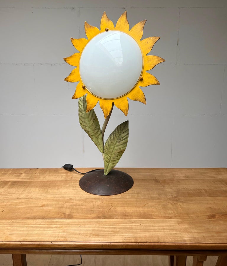 Decorative Midcentury Italian Hand Crafted Metal Painted Sunflower ...