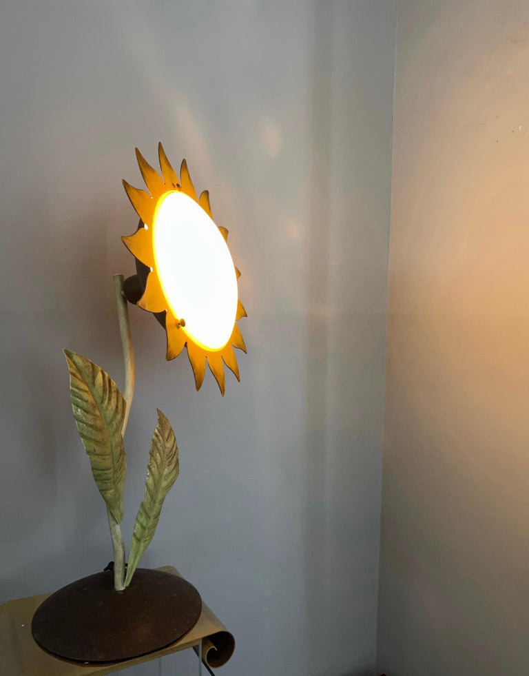Decorative Midcentury Italian Hand Crafted Metal Painted Sunflower ...