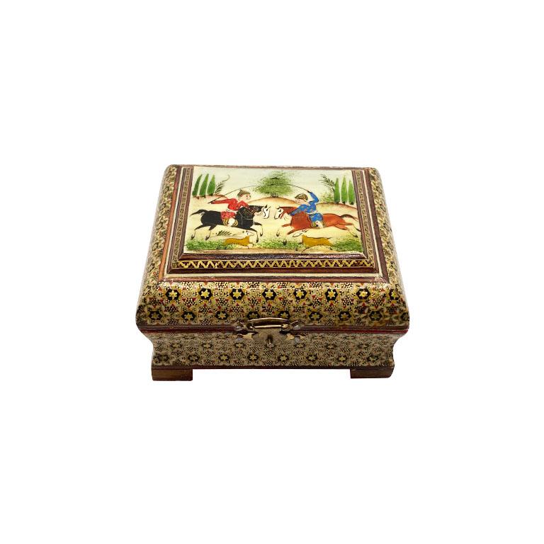 Decorative Mughal Motif Box with Hinged Lid For Sale at 1stDibs