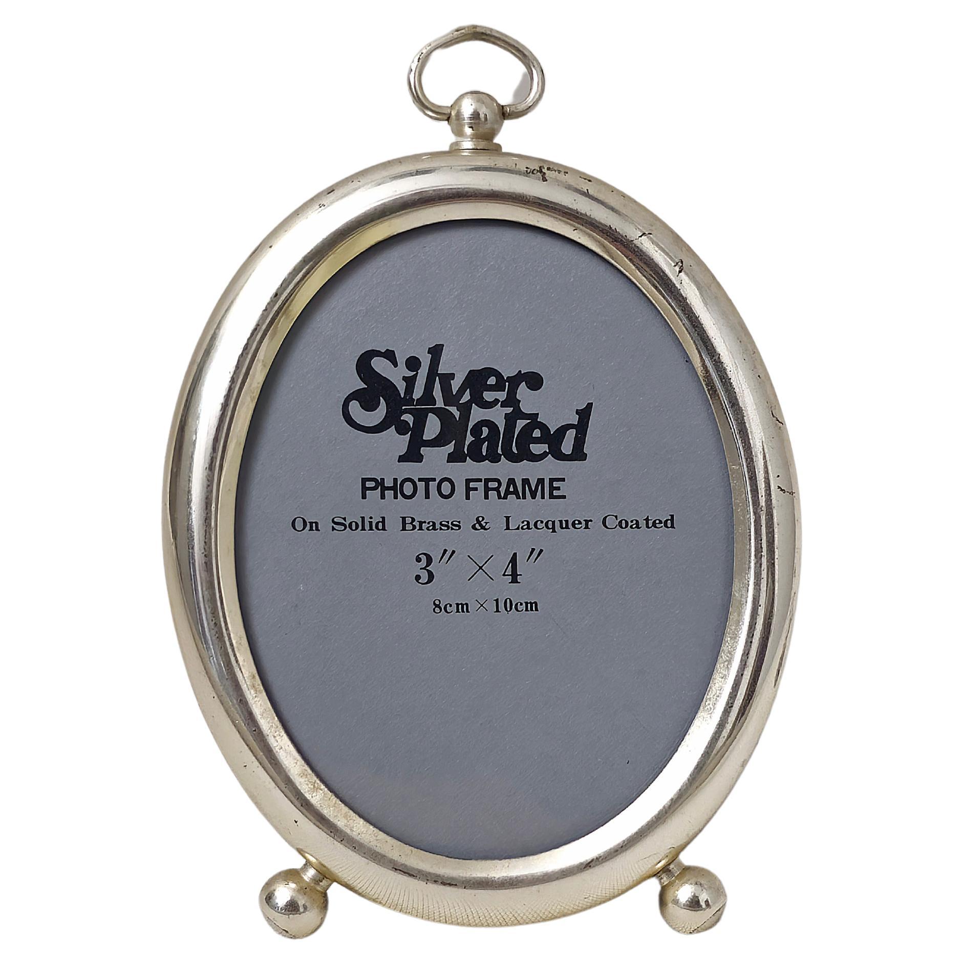 Decorative Object Photo Frame Silver Plated Solid Brass Midcentury ...