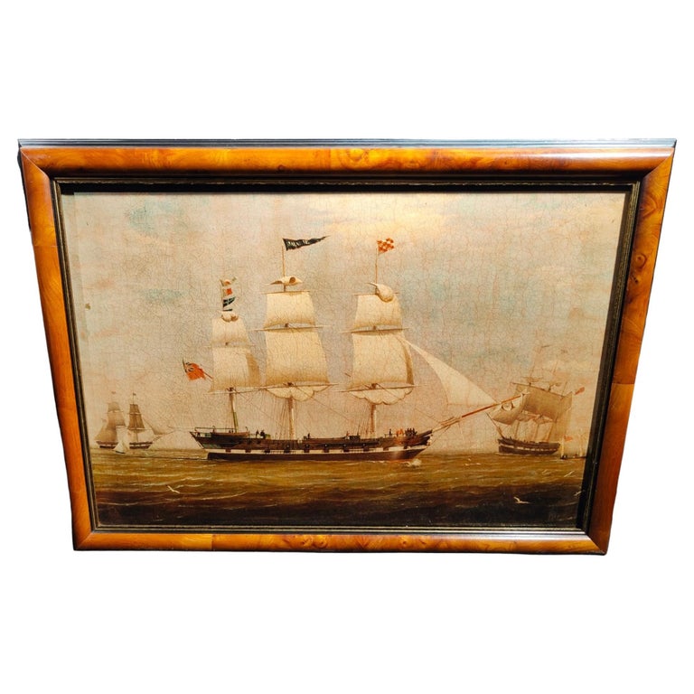 Decorative Oil with Boat 20th Century For Sale at 1stDibs