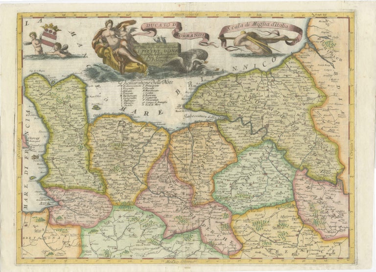 Decorative Original Antique Map of Normandy, France For Sale at 1stDibs