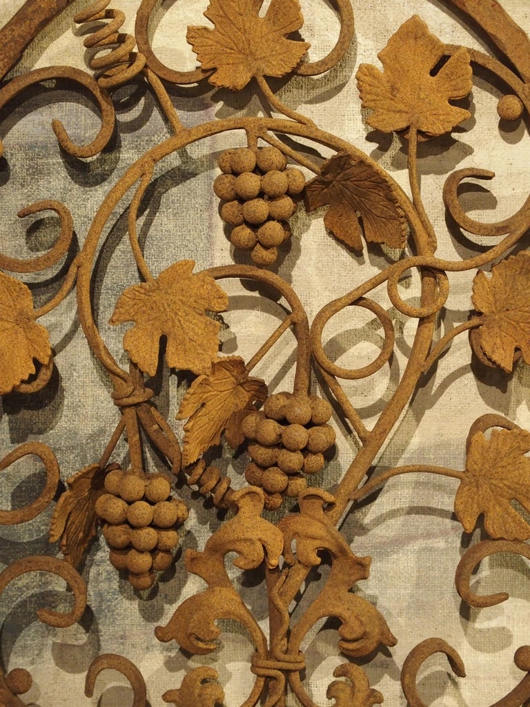 Decorative Oval Iron Wall Hanging with Scrolling Grape Vines at 1stDibs ...
