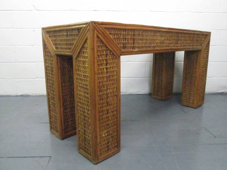 Decorative Rattan Console For Sale at 1stDibs