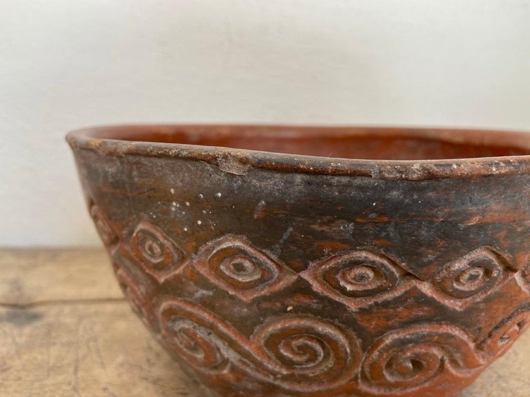 Decorative Red Clay Ceramic Bowl from Puebla, Mexico, circa 1980's at ...
