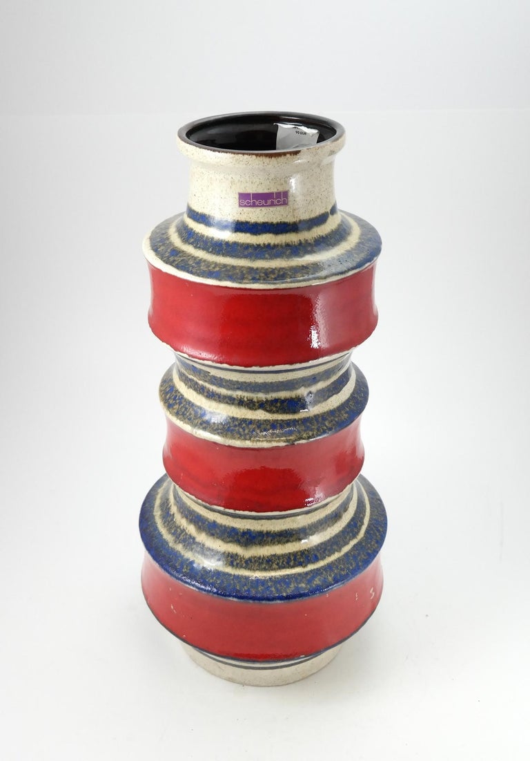 Decorative Scheurich Floor Vase, Germany, 1980s For Sale at 1stDibs