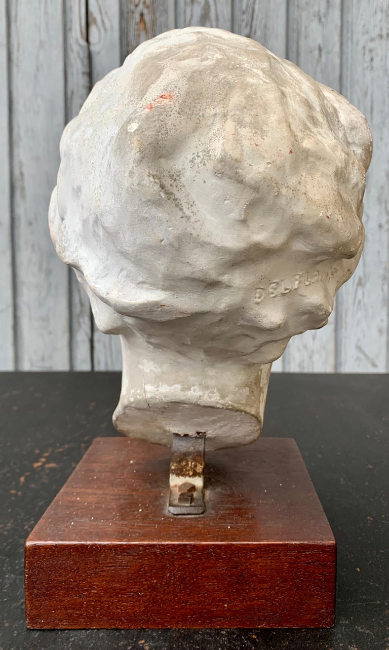 Decorative Sculpture of Putti's Head Plaster on Wooden Stand For Sale ...