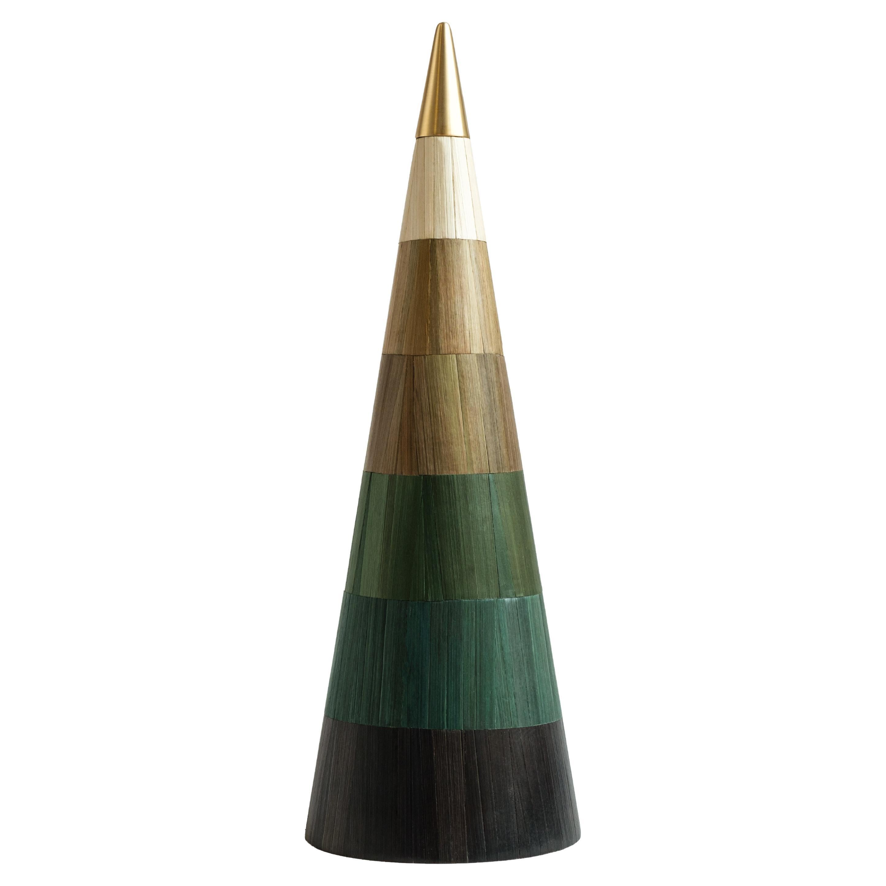 Minimalistic Decor Set Straw Marquetry Cone Brass Black Green Gradient ...