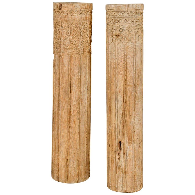 Decorative Short Hardwood Pillars, 20th Century For Sale at 1stDibs