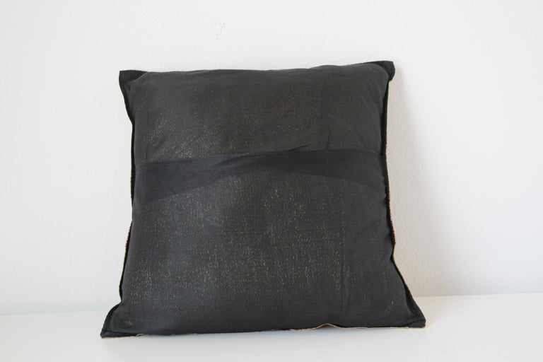 Decorative Silk Throw Pillow Made from Vintage Sari Borders, India at ...