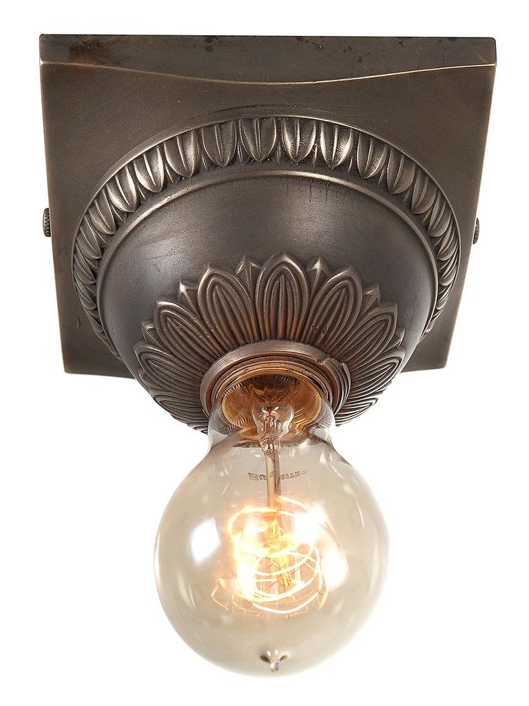 Decorative Single Bulb Brass Flush Mount For Sale at 1stDibs