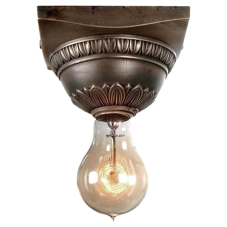 Decorative Single Bulb Brass Flush Mount For Sale at 1stDibs