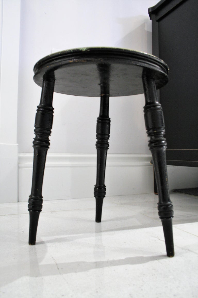 Decorative Small Floral Painted Ebonised Victorian Stool For Sale at ...