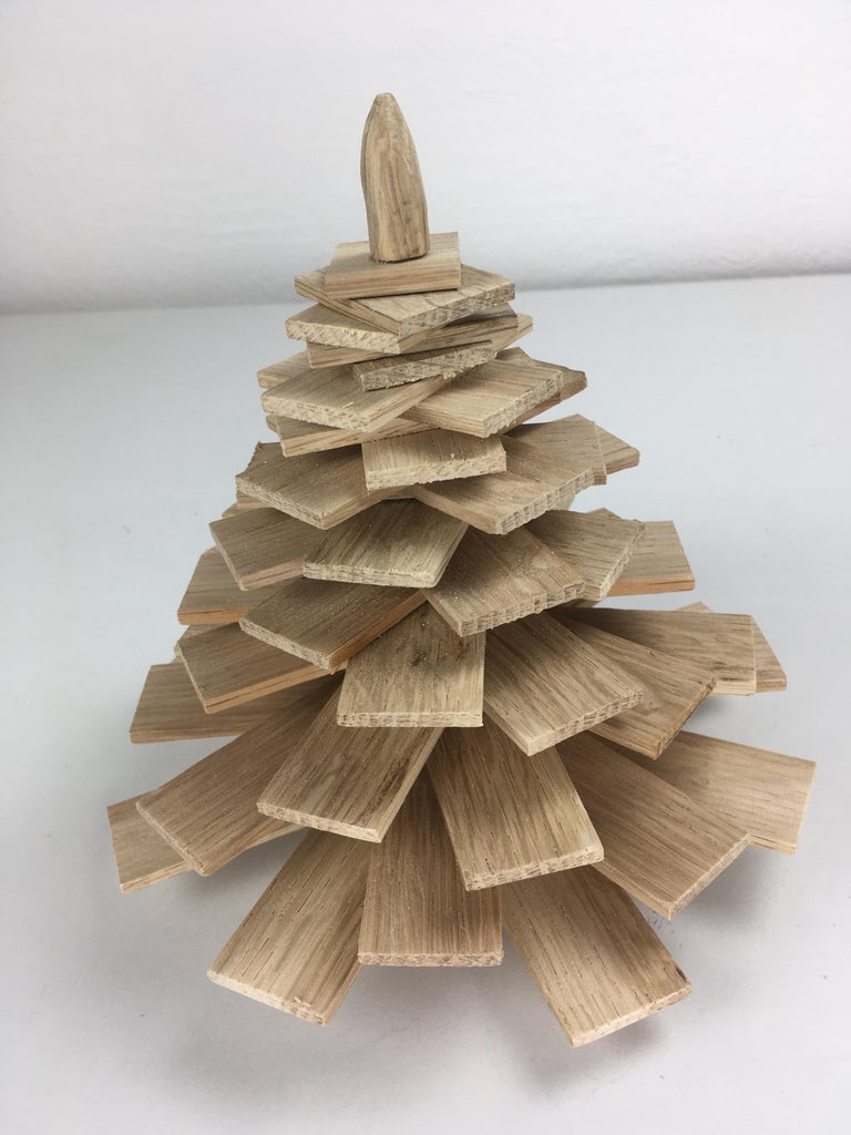 Decorative Small Handmade Wooden Christmas Tree in Oak For Sale at 1stDibs