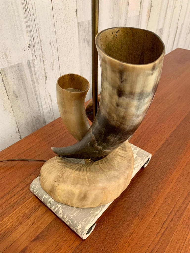 Decorative Steer Horn Table Lamp with Faux Marble Base For Sale at 1stDibs