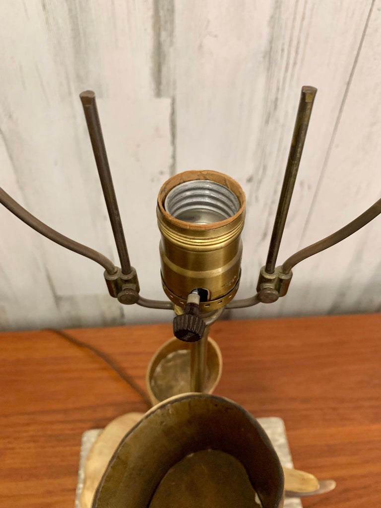 Decorative Steer Horn Table Lamp with Faux Marble Base For Sale at 1stDibs