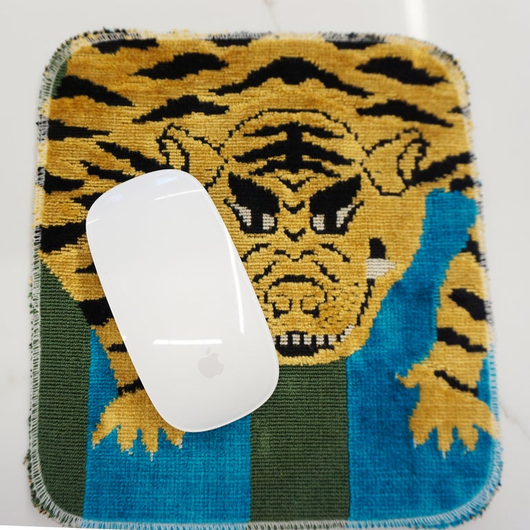 Decorative Table Mat with Velvet Tibetan Tiger For Sale at 1stDibs