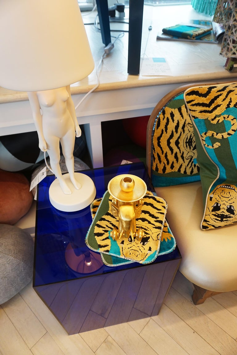 Decorative Table Mat with Velvet Tibetan TIger For Sale at 1stDibs