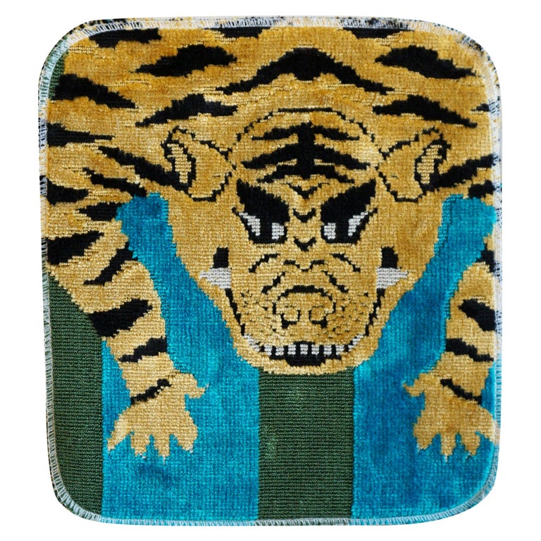 Decorative Table Mat with Velvet Tibetan Tiger For Sale at 1stDibs